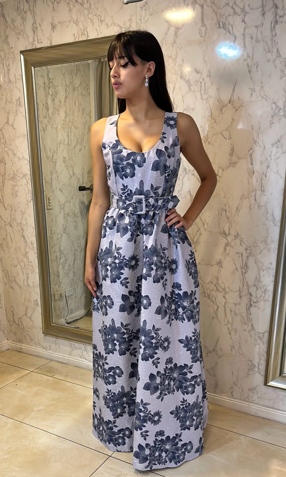 VESTIDO LARGO L7898 GRIS ROSACEO FL – VESTIDOS UNIQUE